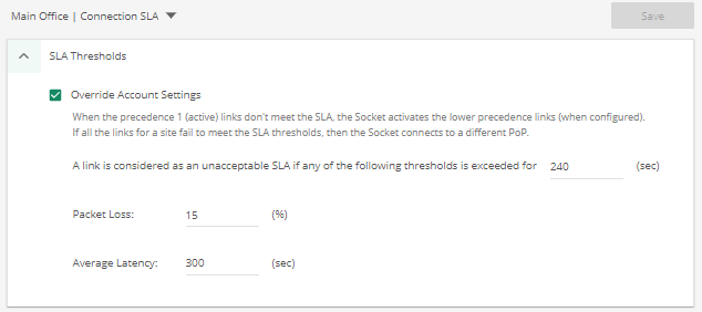 Configuring the Connection SLA Settings – Cato Learning Center