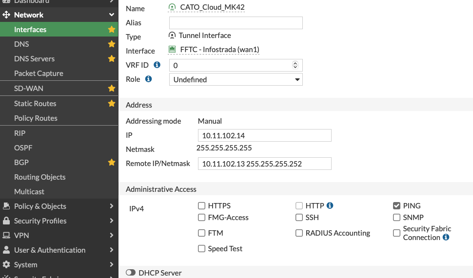 Cato Cloud to FortiGate via HA IPSec Tunnels – Cato Learning Center