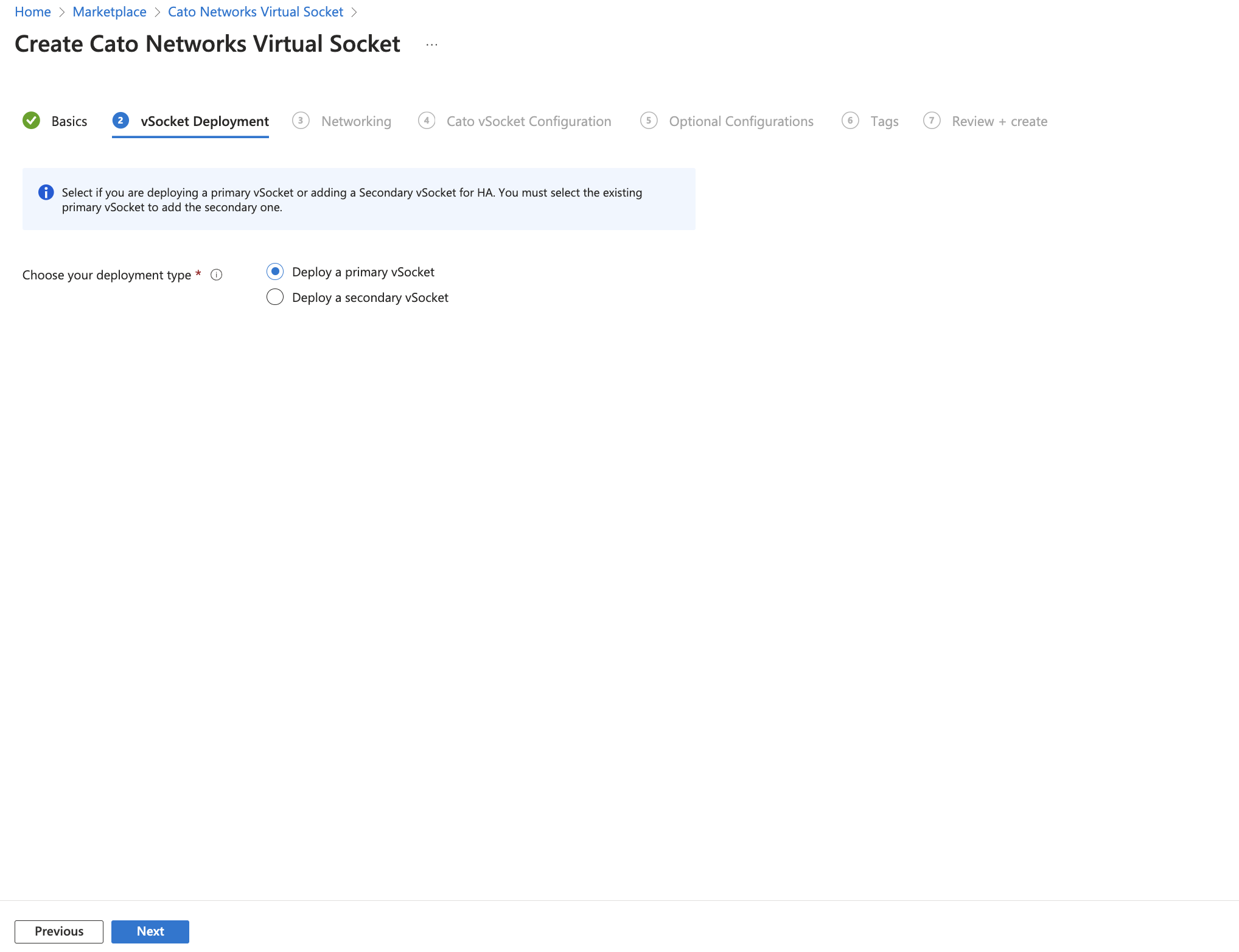 Deploying Azure vSockets from the Marketplace – Cato Learning Center