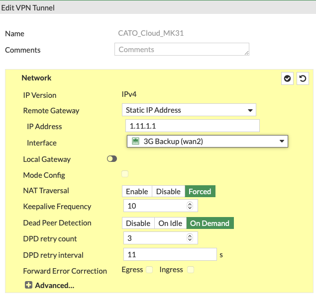 Cato Cloud to FortiGate via HA IPSec Tunnels – Cato Learning Center