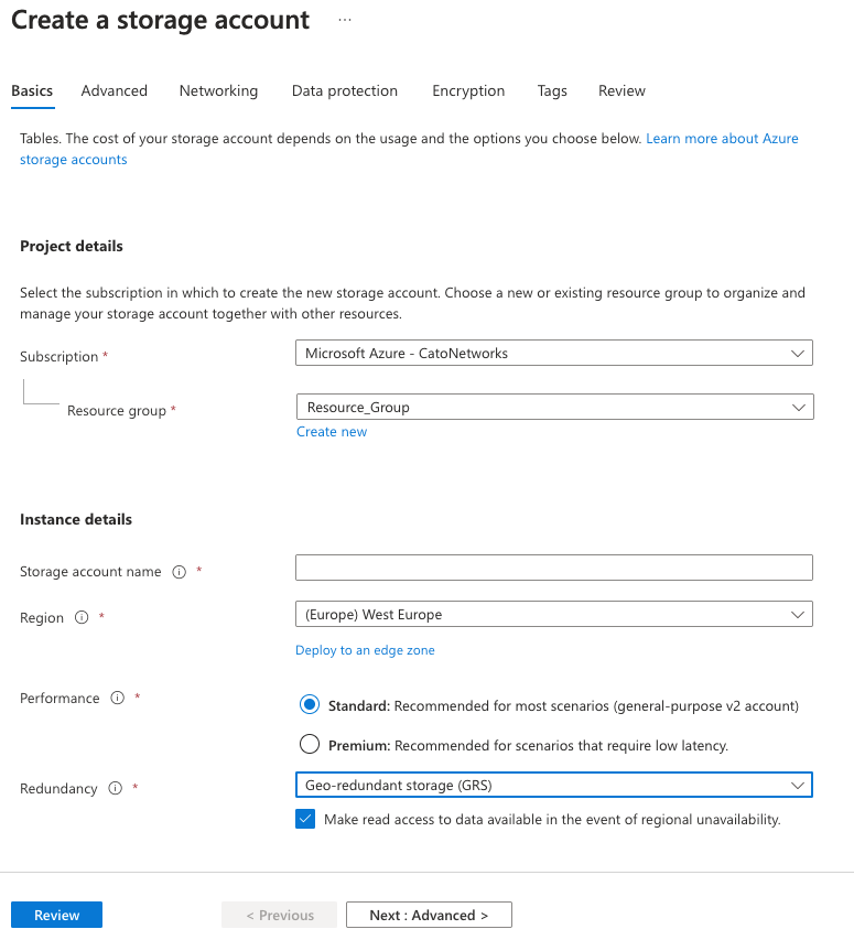 CatoイベントをAzureストレージアカウントに統合する – ナレッジベース