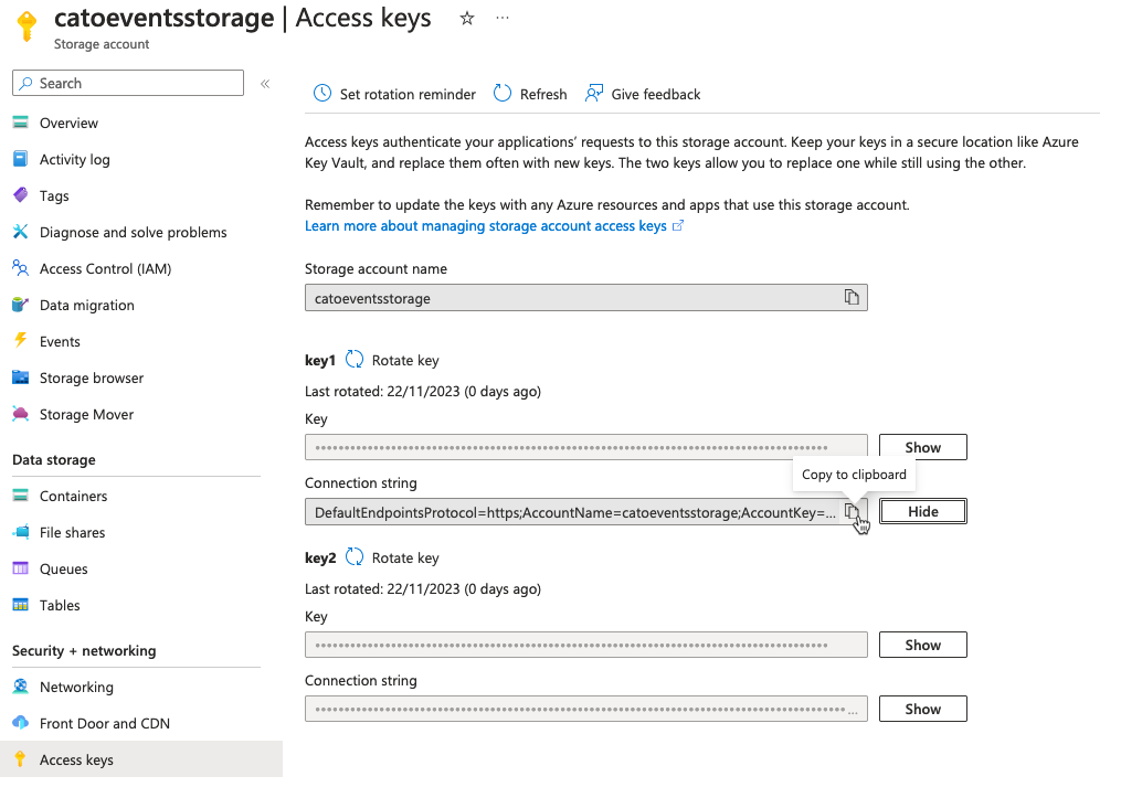 CatoイベントをAzureストレージアカウントに統合する – ナレッジベース