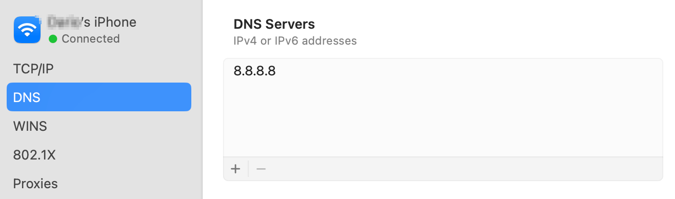 macOS SDP 클라이언트가 iPhone 핫스팟과 연결할 수 없음 – 지식 기반