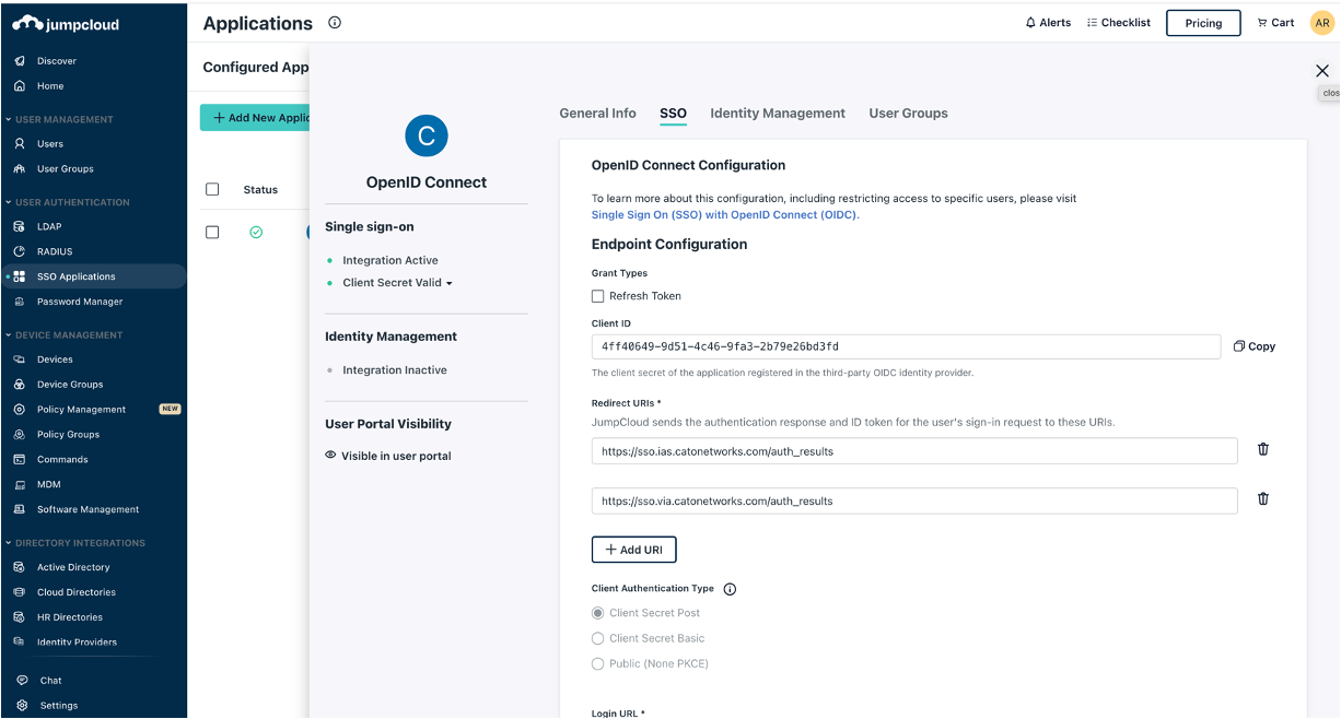 Configuration de JumpCloud SSO pour votre Compte – Base de connaissances