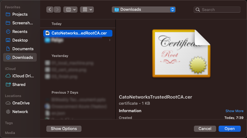Installation du certificat Cato sur les appareils macOS – Base de connaissances