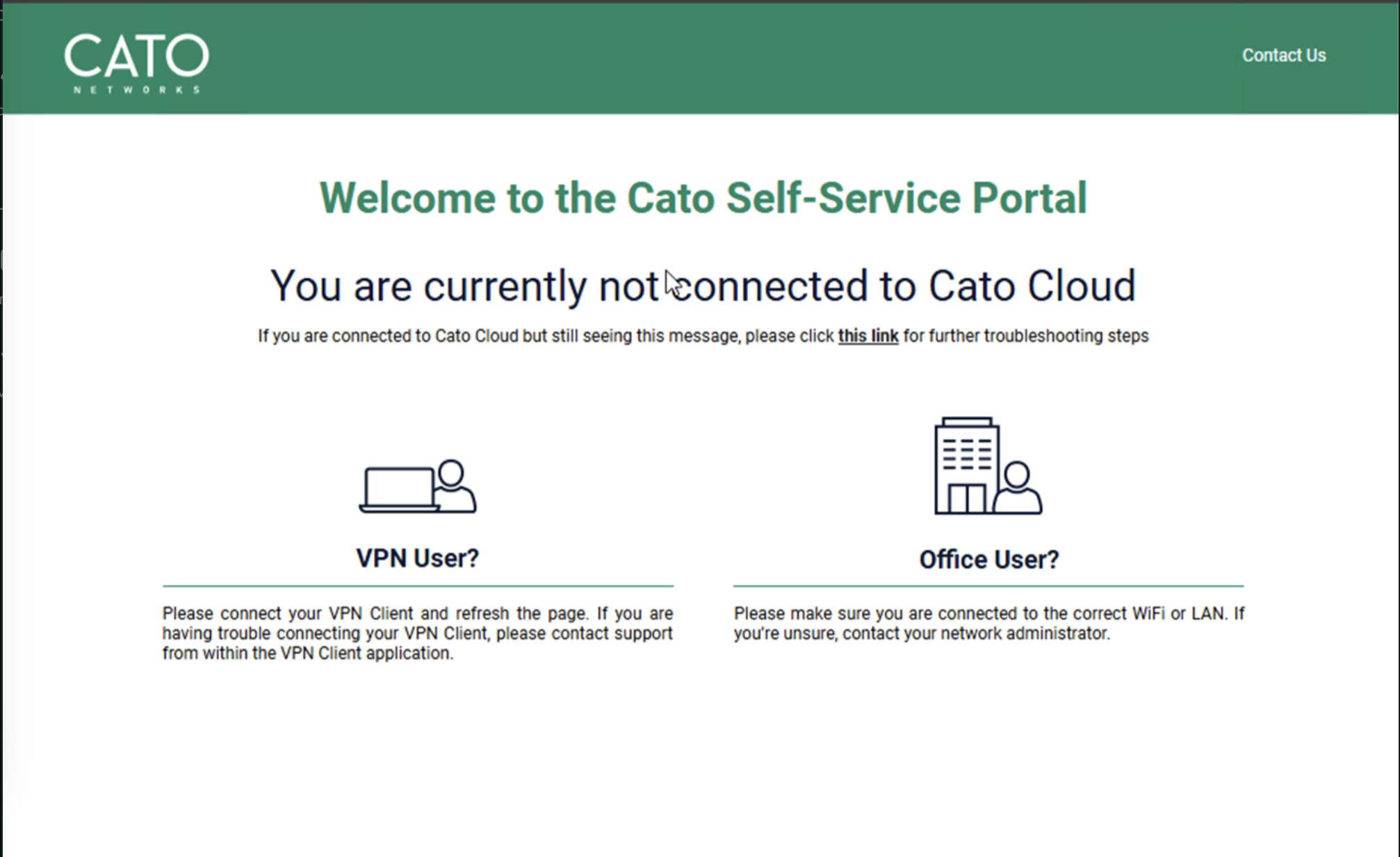 Troubleshooting Support Self Service Portal – Cato Learning Center